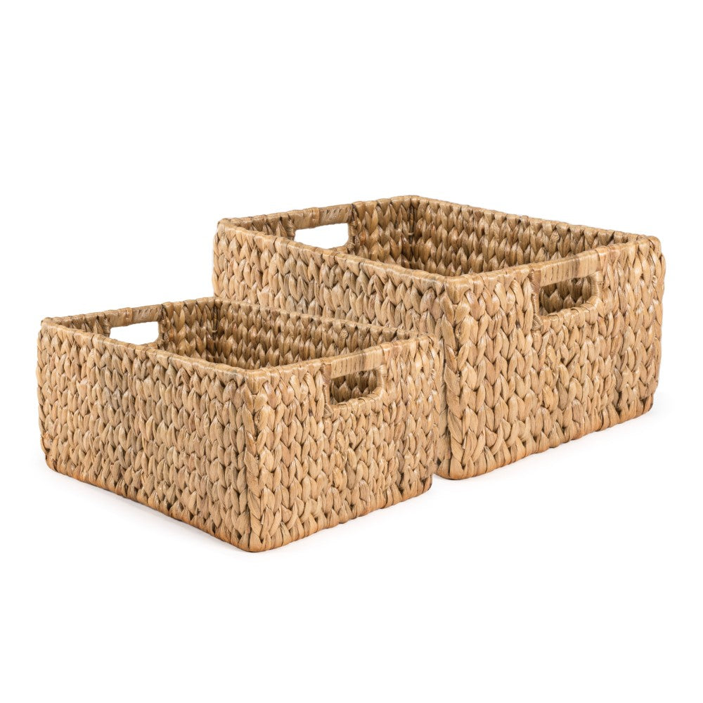 Leif Rustic Minimalist Hand-Woven Hyacinth Nesting Baskets with Handle ...