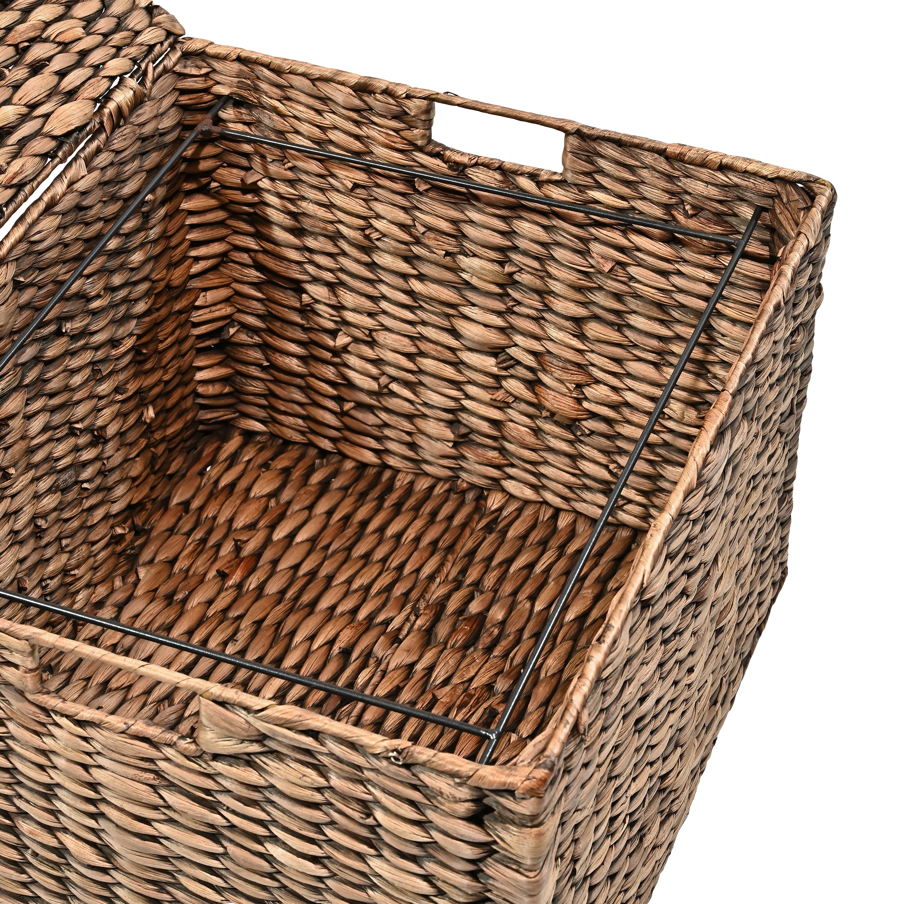 Ashton 18.11" Classic Farmhouse Handwoven Hyacinth Rolling Filing Bask