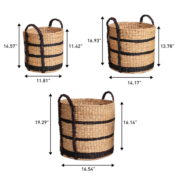 Willow Rustic Cottage Stripe Handwoven Water Hyacinth Nesting Storage