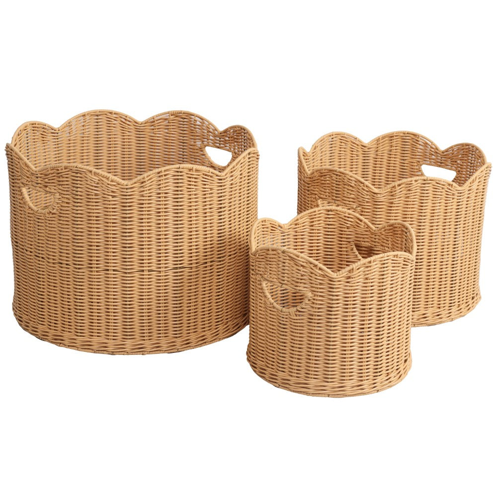 Maris Contemporary Cottage Resin/Metal Scalloped Edge Nesting Storage