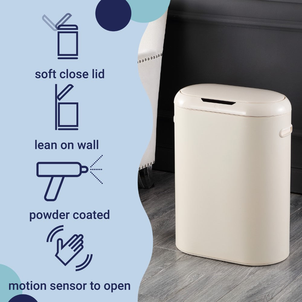 Robo Kitchen 13.2-Gallon Slim Oval Motion Sensor Touchless Trash Can w