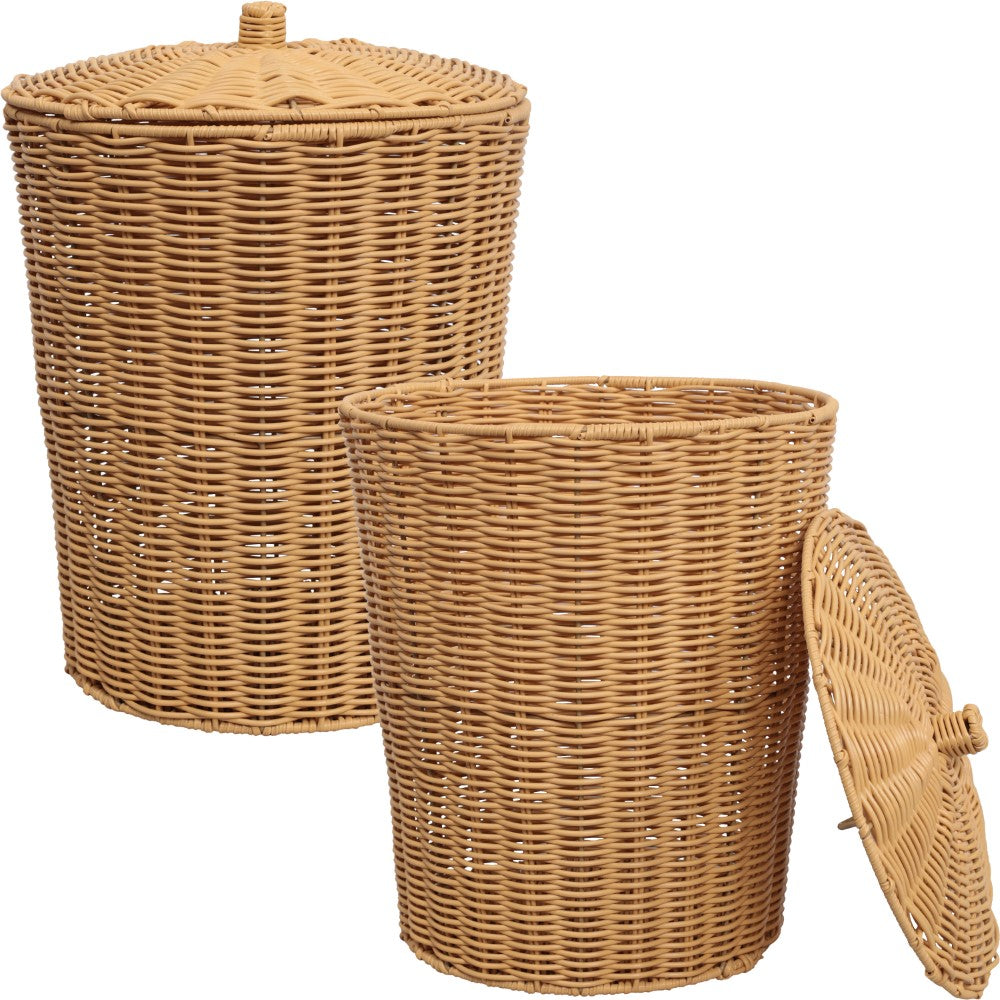 Ollie Coastal Contemporary Resin 4.7-Gallon Tapered Round Wicker Wateb