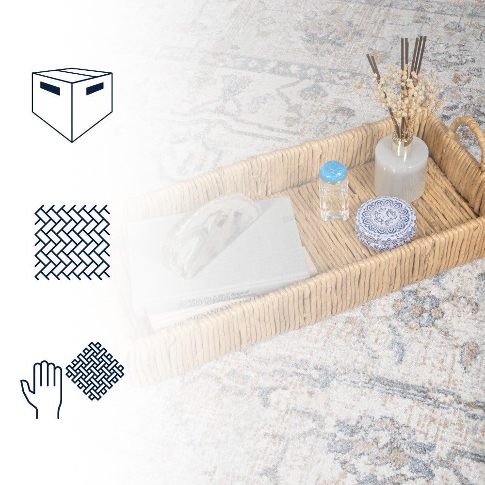 Anika 22.5" Traditional Southwestern Hand-Woven Abaca Tray with Handle ...